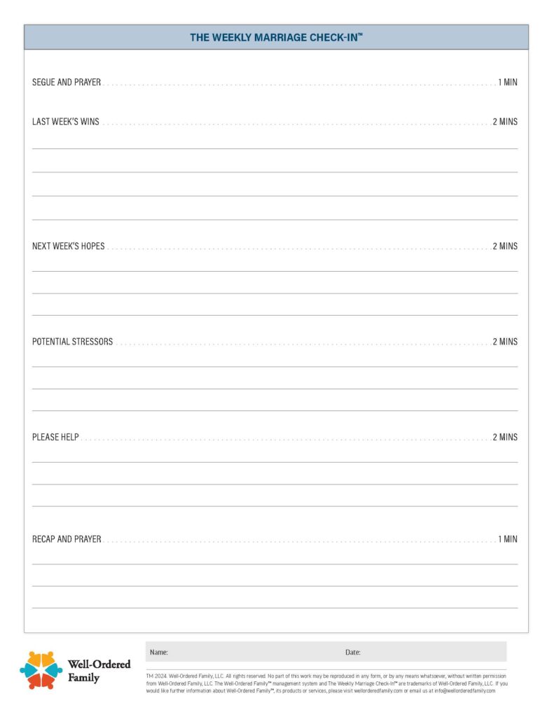 The Weekly Marriage Check-In – The Well-Ordered Family