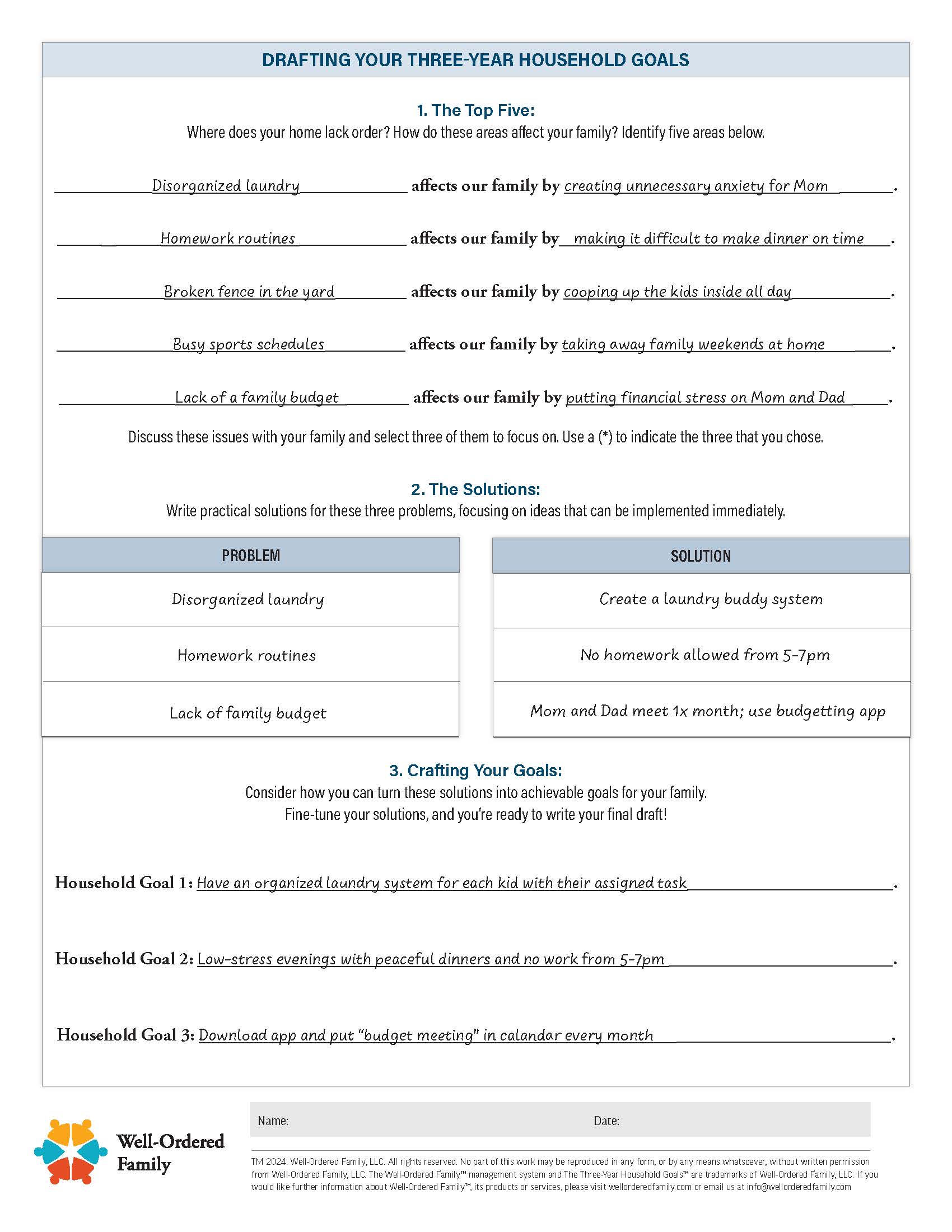 The Three Year Household Goals – The Well-Ordered Family