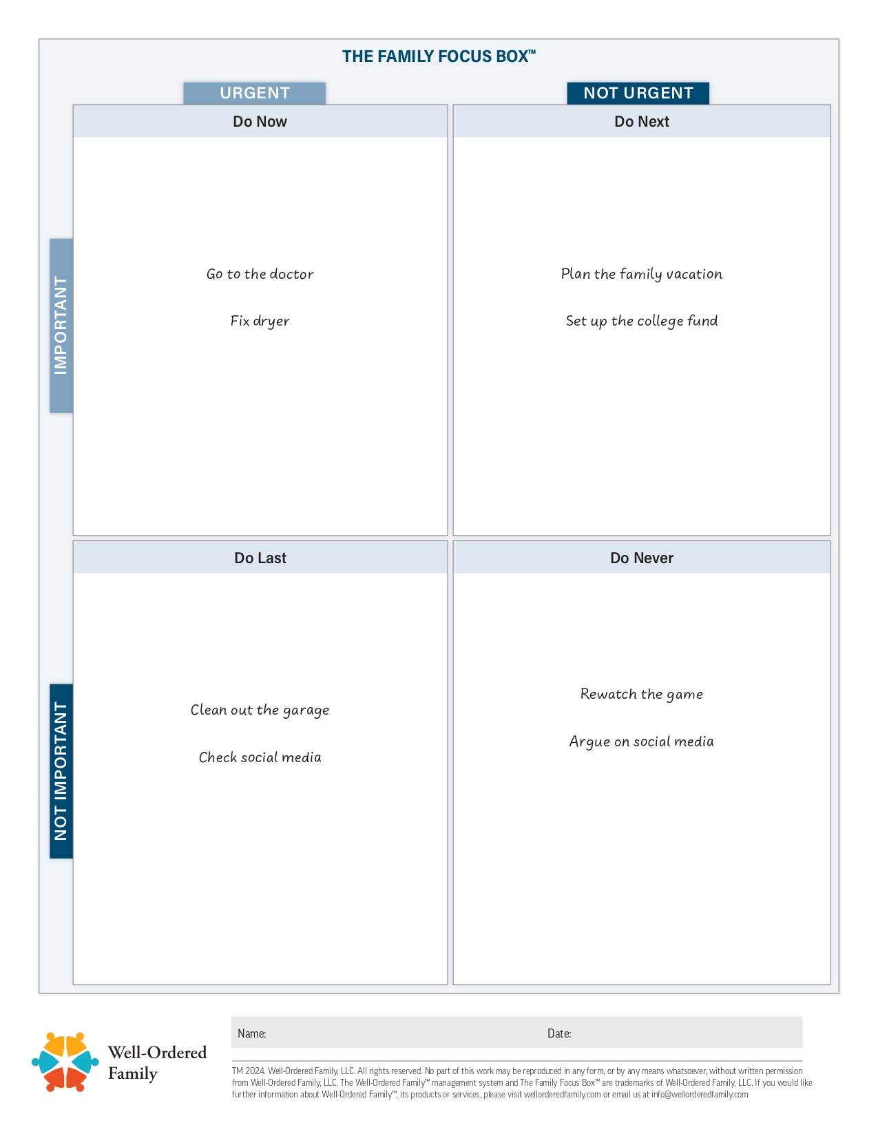 The Family Focus Box™ | Well-Ordered Family