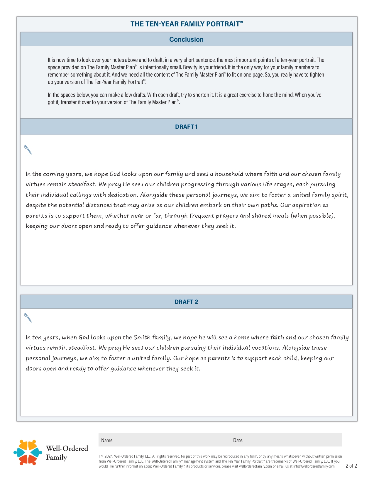 The Ten-Year Family Portrait™ | Well-Ordered Family